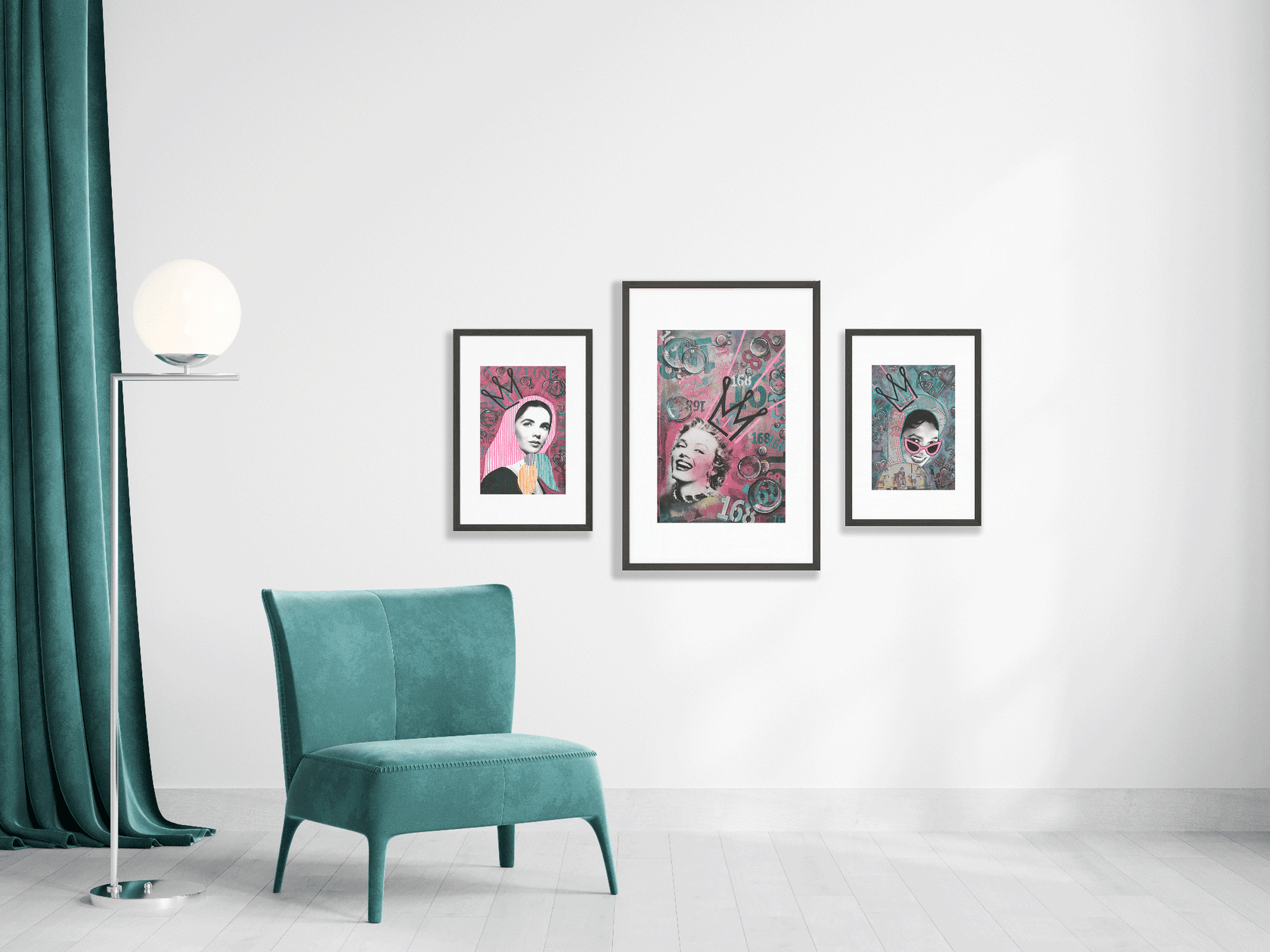 X the Line Liz Taylor Black & White Portrait Multi Collage Painting – kweenie studio